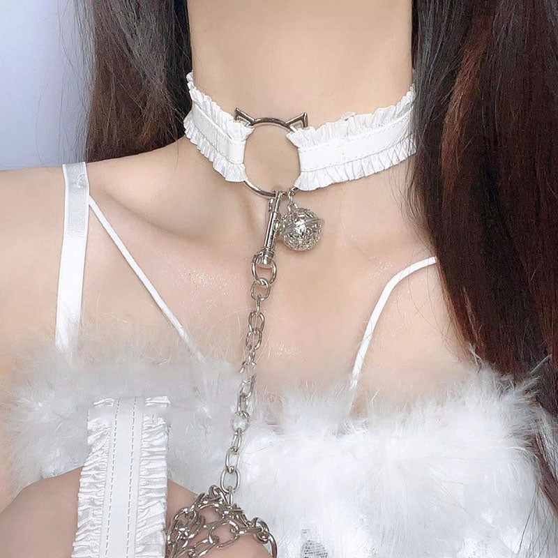 Cat bell bow leather collar – Deegnx